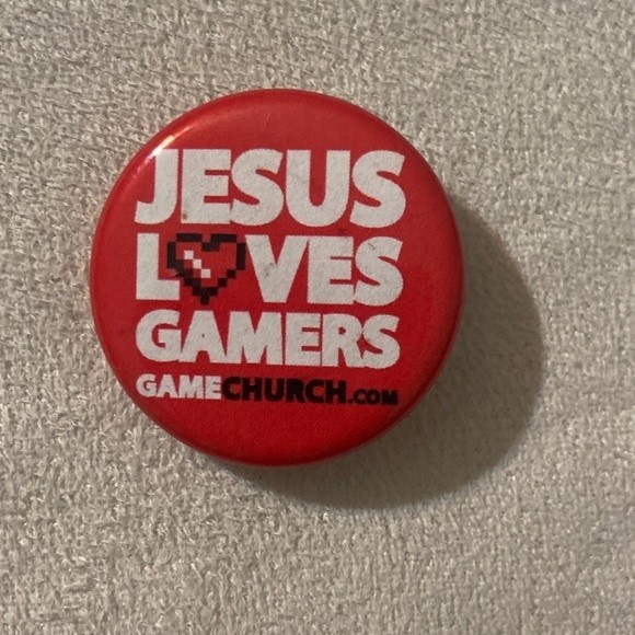 church.com | Accessories | Jesus Loves Gamers Church Pin Heart Red ...